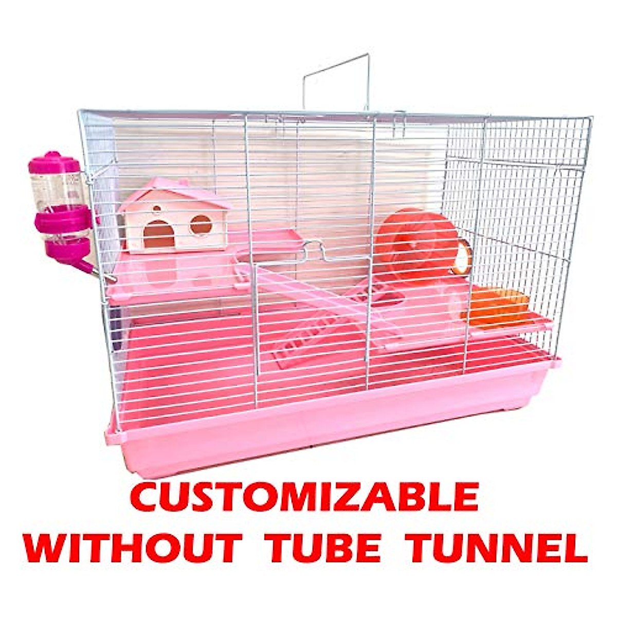 Large 3-Levels Dwarf Hamster Expandable and Customizable Habitat House Cage for Rodent Gerbil Mouse Mice Rat with Crossover Tube Tunnel