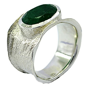 Jewelryonclick Indian Emerald Sterling Silver Statement Rings for Women Jewelry Size 5,6,7,8,9,10,11,12