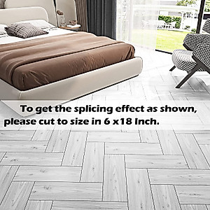 FunStick 6"x36" 15 Tiles Natural Wood Peel and Stick Floor Tile White Wood Vinyl Plank Flooring Peel and Stick Wood Planks for Walls Waterproof Stick on Laminate Flooring Tiles for Bathroom Bedroom RV