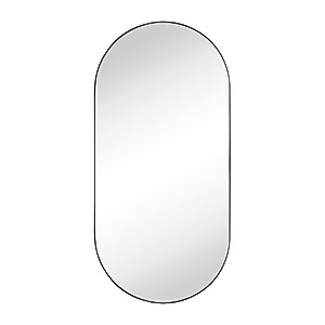 EGHOME Oil Rubbed Bronze Oval Recessed Bathroom Medicine Cabinet with Mirror Stainless Steel Metal Framed Oblong Pill Shaped Bathroom Cabinet with Mirror 16x33''