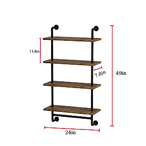 4-Tier Over The Toilet Storage Rack, Wall Mounted Bathroom Organize Shelf with Hanging Rod, Above Toilet Storage Shelf Bathroom Space Saver