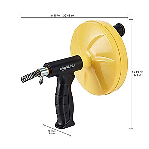 Amazon Basics Plumbing Snake and Storage Bag, 25-Foot, Black and Yellow, 8.85 x 6.49 x 6.1 inch