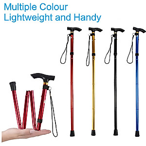 Walking Stick/Canes,Foldable, Collapsable Cane Hiking Pole Height Adjustable, Lightweight Anti-Slip for Travel Outdoor Hiking Help Balance for Men and Women Seniors(red)