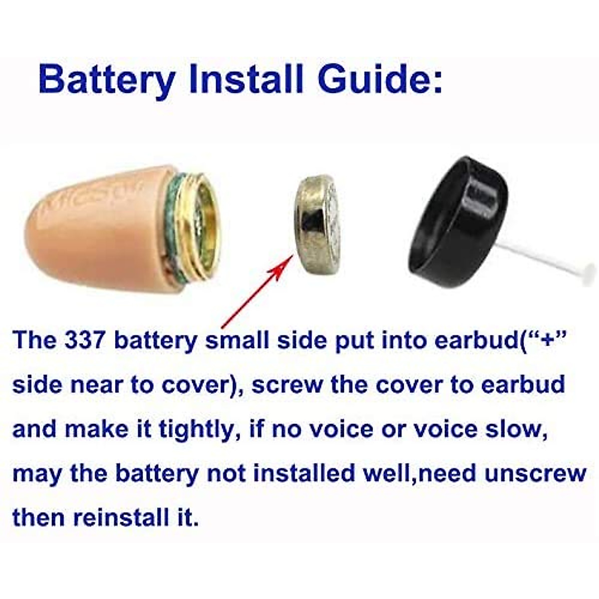 Invisible Earpiece Wireless Hidden Covert Earphone kit for Listening to The Music(with Earpiece and 3.5 Plug Inductive Loop no Microphone)