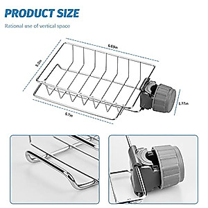 Quimoy Sponge Holder for Kitchen Sink,Sponge Holder Over Faucet Kitchen Sink Caddy Organizer, Faucet Drainage Shelf, Stainless Steel Detachable Hanging Faucet Drain Rack for Kitchen Bathroom