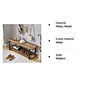 FOLUBAN Entryway Bench, Industrial Shoe Bench for Living Room, Rustic Indoor Shoe Storage Bench Seat, Easy Assembly, Oak 47 inch