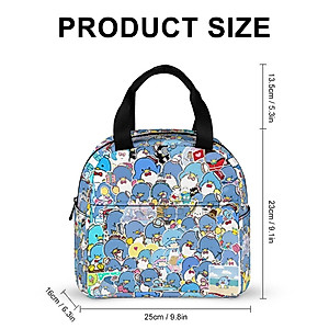 Cartoon Lunch Bag Tuxedosamm Lunch Tote Bag Portable Lunch Box With Pocket for Womens Men