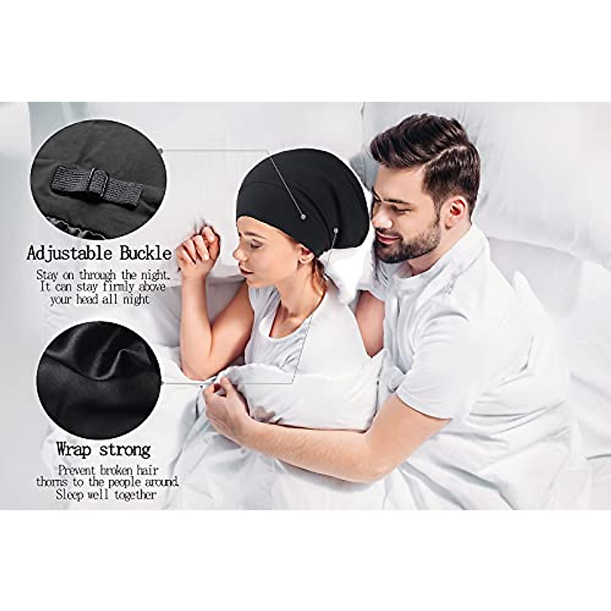 Satin Bonnet Silk Lined Sleep Cap- Adjustable Hair Cover Frizzy Hair Beanie Slouchy Night Cap Hair Protection Patients Care