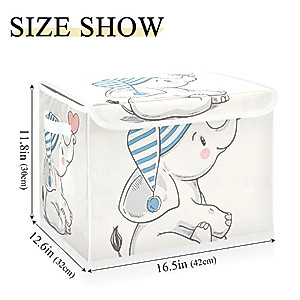 RunningBear Baby Elephant Large Storage Bins with Lid Collapsible Storage Bin Closet Organizers Cloth Baskets Containers for Clothes Towels Magazine