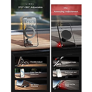 LISEN for MagSafe Car Mount, [20 Strong Magnets] Magnetic Phone Holder for Car, Hands Free iPhone Car Holder Mount Dash Phone Mount for Car Fit for iPhone 14 13 12 Pro Max Plus Mini MagSafe Case