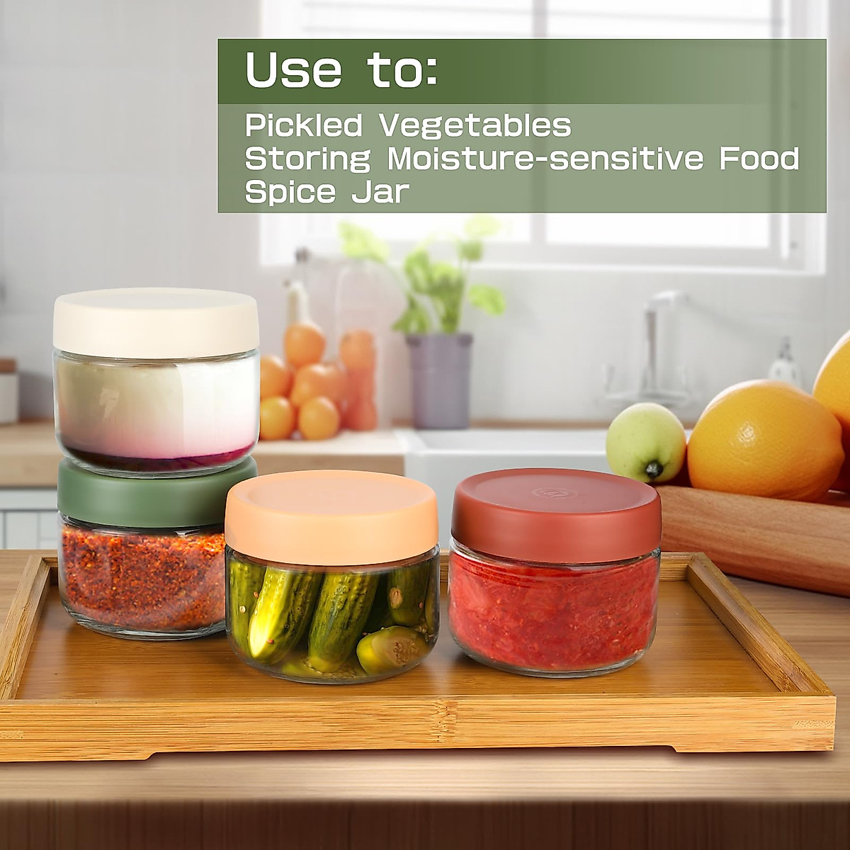 ZOEDO 10 OZ Glass Jar with Screw Lid,Wide Mouth Airtight Jar Overnight Oats Jars for Fruit, Salad,Spice, Candy, Jam, Seasoning,Meal Prep Containers,Canning Jar (4 Pack)