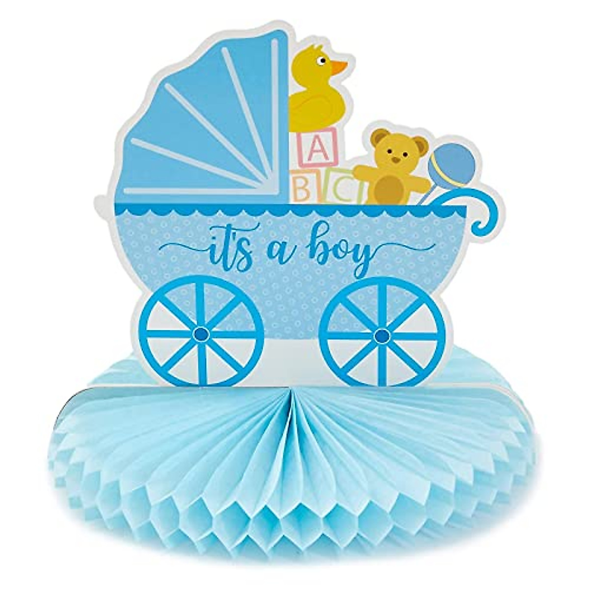 6 Pack Boy Baby Shower Table Decorations, Yellow Duck Honeycomb Centerpieces (8.25 x 7.5 in)