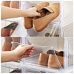 SONGMICS Shoe Boxes, Clear Shoe Organizers, Set of 12, Plastic Shoe Storage with Clear Door, Easy Assembly, up to US Size 12, Transparent ULSP032W12