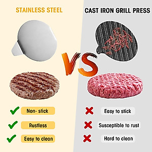 PMYEK Smash Burger Press with Anti-Scald Handle, 5.5 Inch Hamburger Smasher Tool, Meat Bacon Grill Tortilla Press, Patty Maker, Professional Griddle Accessories, Grill Press- Cooking Essentials