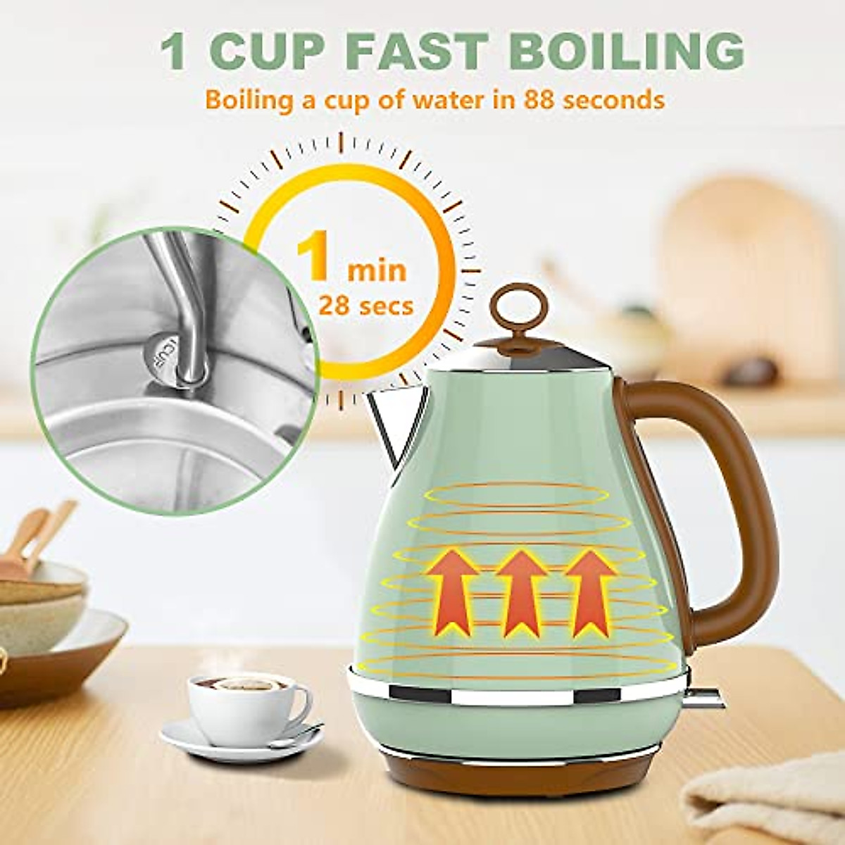 Evoloop 1.7L Electric Kettles, BPA Free Tea Kettle, Hot Water Boiler Heater, Stainless Steel Teapot, Auto Shut-Off & Boil-Dry Protection, 120V/1500W