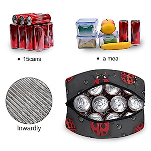 Blueangle Red Ladybugs Insulated Lunch Bag for Women,Lunch Holder Insulated Lunch Tote Bag,Student Thermal Bag and Lunch Cooler Box