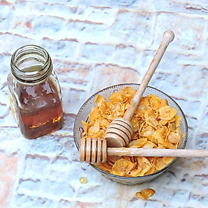 HealthGoodsIn - Set of 2 Wooden Honey Dipper for Easy Honey Dispensing