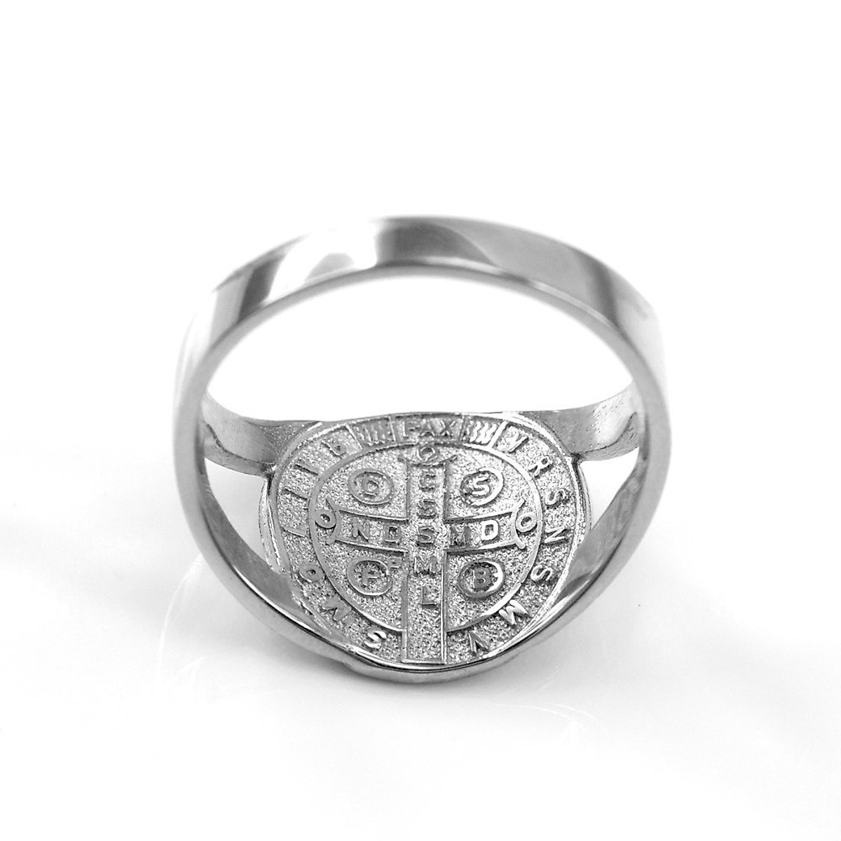 Religious Jewelry by LABLINGZ 925 Sterling Silver Saint Benedict Medallion Ring (Size 8)