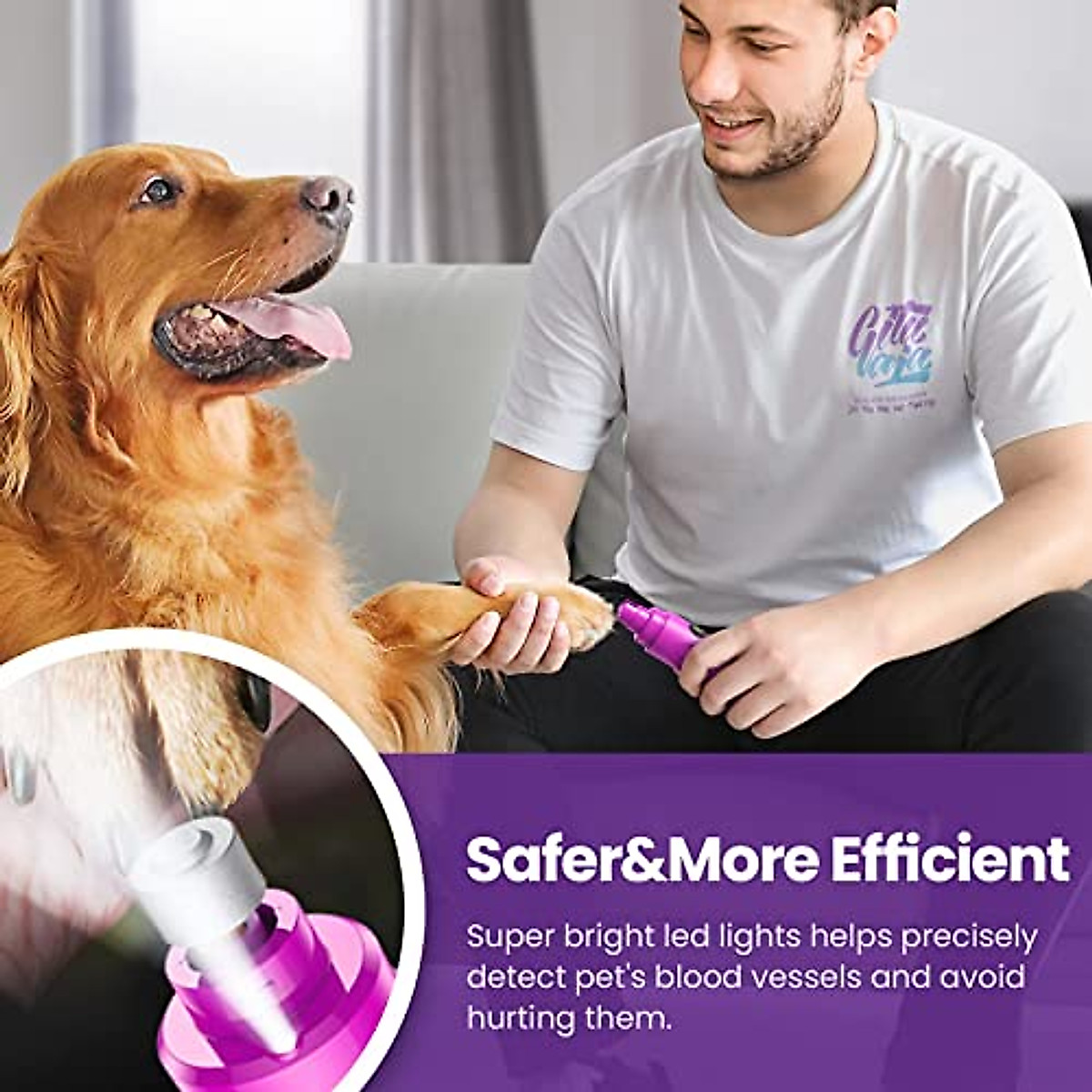 Dog Nail Grinder With LED Light,2-Speed Powerful Motor Painless Electric Dog Nail Trimmers Upgrade Super Quiet Dog Nail Clipper Set for Small Medium Large Dogs Cats Paws Grooming & Smoothing Tools