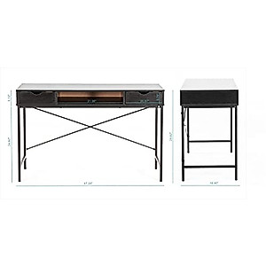 JJS 48' Writing Desk with Drawers, Contemporary Home Office Large Computer Laptop Workstation with Storage, Black