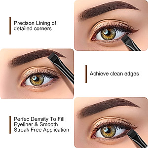 AQUEEN Eyeliner Brush-3 PCS Precision Gel Fine Eyeliner Brush-Ultra Thin Flat and Angled Eyeliner Brush, Premium Quality Soft Eyeliner Brushes for Makeup Tools.(Black)
