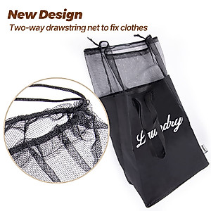 2Pcs AXJ Canvas Laundry Bags XL, Extra Large Heavy Duty Dirty Clothes Bag, Storage Bag with Fixed Drawstring Mesh, Shoulder Straps and Handles, VOL 80L/Per Bag, 16” x 9.8” x 21” (Black)