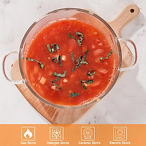 Glass Saucepan With Cover, 2L/70OZ Upgraded Thickened Heat-Resistant Glass Pots For Cooking On Stove, HOIDGUB The Best Handmade Glass Simmer Pot For Glass Safe For Pasta Noodle, Soup, Milk, Baby Food