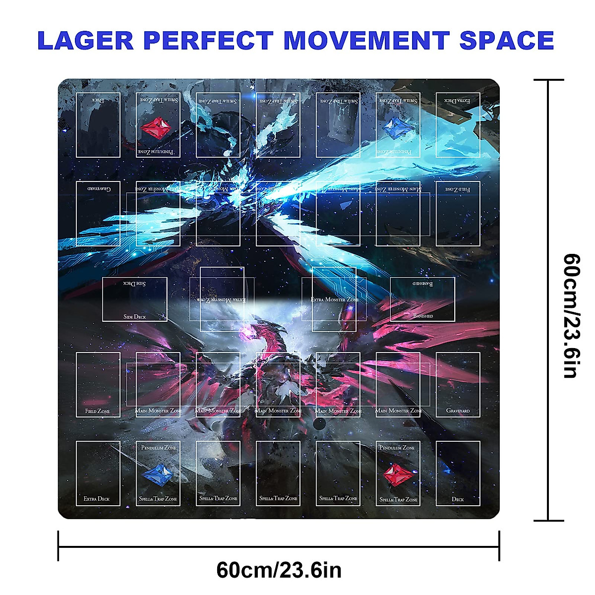 sabermaster Card Rubber Mat - 2 Player, Square playmat for Gamer 60x60cm/23.6x23.6inch