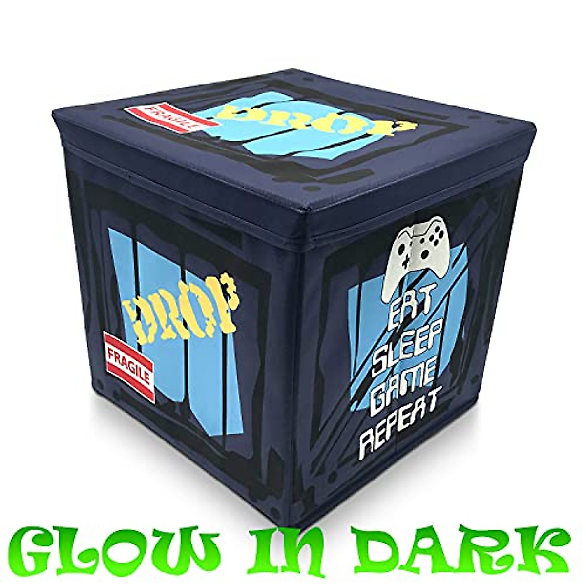 NINOSTAR Gamers Loot Drop Storage Glowing Box 14'' x 14'' x 14'' Perfect for Gaming, Parties, Birthdays…
