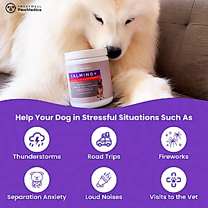 PawMedica Calming Chews for Dogs - Dog Sleep Supplement Melatonin for Dog Anxiety - Recommended Dog Calming Treats for Separation Anxiety and Barking Stress - Dog Melatonin Calming Bites for Fireworks