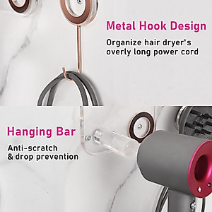 Affogato Hair Dryer Holder Compatible with Dyson Supersonic, Acrylic Wall Mount Hair Dryer Stand for 5 Attachments, Diffuser Wide Tooth Comb Storage, Blow Dryer Holder for Bathroom,Clear