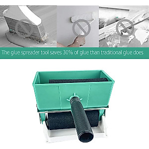 6 Inch Portable Glue Applicator Roller with Paint Bucket Handheld Manual Adhesive Glue Spreader with 2 Foam Wheels for Carpenter Woodworking, 10.5oz(320ml)