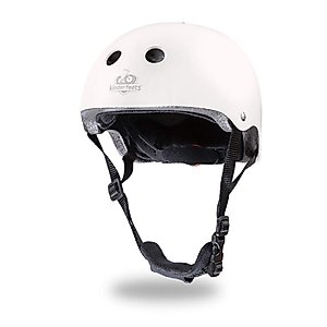 Kinderfeets Helmet - Adjustable Fit Dial Helmet for Toddlers and Kids | Customizable Fit Pads and Pinch-Saver Padded Chin Strap | PVC Shell for Optimal Head Protection (White)
