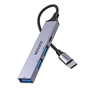 MOGOOD USB C Hub Support Charging USB Multiport Adapter,USB C to USB Hub with 60W PD,USB Splitter for Laptop Compatible with Mac Pro,iMac,iPad Pro,Chromebook,Dell XPS,Samsung,and More Type C Devices