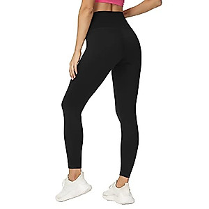 Women's V Cross Waist Yoga Leggings High Waisted Tummy Control Workout Running Pants Black