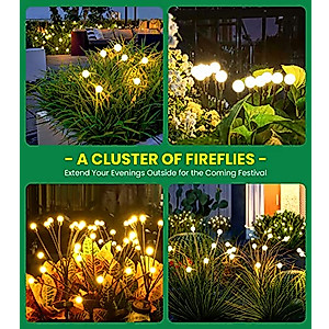URAGO Super Bright Solar Powered Firefly Lights, High Flexibility Starburst Swaying Lights, Vibrant Solar Garden Lights Outdoor Waterproof, 8 LED Landscape Lighting Decorative for Pathway Patio Yard