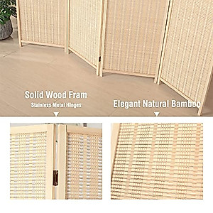 OGCAU Room Divider Screen, 6FT Room Separators Divider Wall, Privacy Room Sivider, Folding Screen Room Divider for Room Separation, Bamboo Room Screen Divider Freestanding (Natural, 4-Panel)