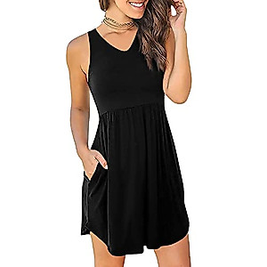 Mini Dresses for Women Sexy Women Summer Casual Simple Solid Color V Neck Pocket Dress