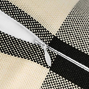 MAUBY HOME Decorative Pillows, Modern Farmhouse Buffalo Plaid Pillow Lumbar, Includes Pillow Insert(Black and White Lumbar)