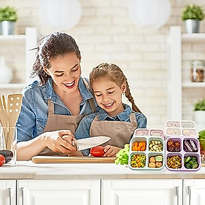 Luriseminger 4 Pack Bento Lunch Box，4 Compartment Snack Containers，Divided Bento Snack Box，Meal Prep Containers Kids/Toddle/Adults,Food Storage Containers for School, Work and Travel