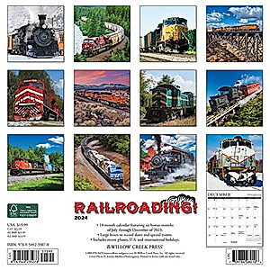 Willow Creek Press Railroading Monthly 2024 Wall Calendar (12" x 12")