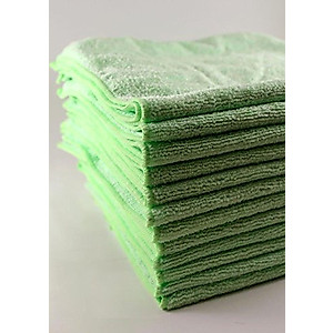 DaChan ONE Dozen(12pcs) Microfiber Cleaning Towels 18" x 18" - Green