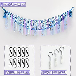 Basumee Stuffed Animals Net Or Hammock Wall Mounted Stuffed Animals Storage Display Plush Toy Storage With Tassels For Nursery Playroom Kids Room Decor