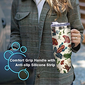 Puhnhsv 30 oz Insulated Stainless Frog Tumbler with Handle and Straw, 30oz Coffee Travel Mugs Cup Water Bottle Frog Lovers Gifts for Women Girls