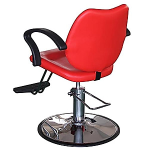 Funnylife Red Round Base Hydraulic Pump Styling Chair Barber Chair Salon Beauty Equipment