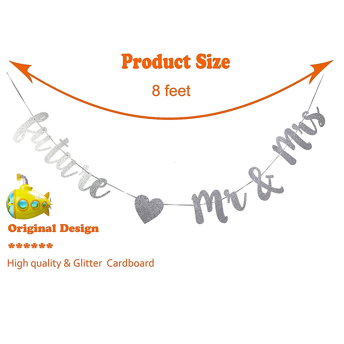 StarsGarden Silver Glitter Future Mr&Mrs Banner Hanging Garland -Perfect Decoration for Bridal Shower, Engagement, Bachelorette, Wedding Party, 2.5m (SG-22N447)