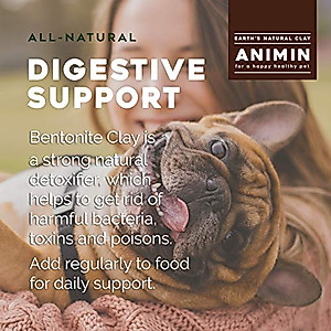 Earth's Living Animin Calcium Bentonite Clay for Pets | 13 oz | Alkalizing Detox Powder Relieves Arthritis, Diarrhea etc | Cleanses Toxins, Parasites, Bacteria | Supports Digestive and Immune System