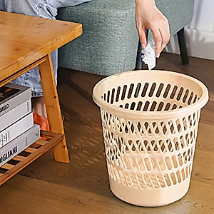 3 Pcs Plastic Mesh Waste Basket,4 Gallon Round Garbage Trash Can Light Wastebasket for Office Home Bedroom Bathroom Kitchen Dorm Room (Khaki)