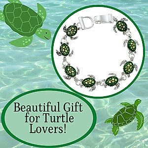 PammyJ Green Sea Turtle Bracelet Silvertone