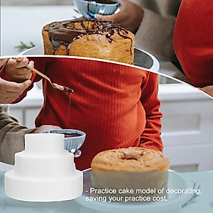 Cake Decorating 3Pcs 3-Tier Cake Foam Round Foam Cake Models Polystyrene Embryo Cake Modeling Ornament for Cake Decorating Wedding Display (White) Plastic Cake Stand